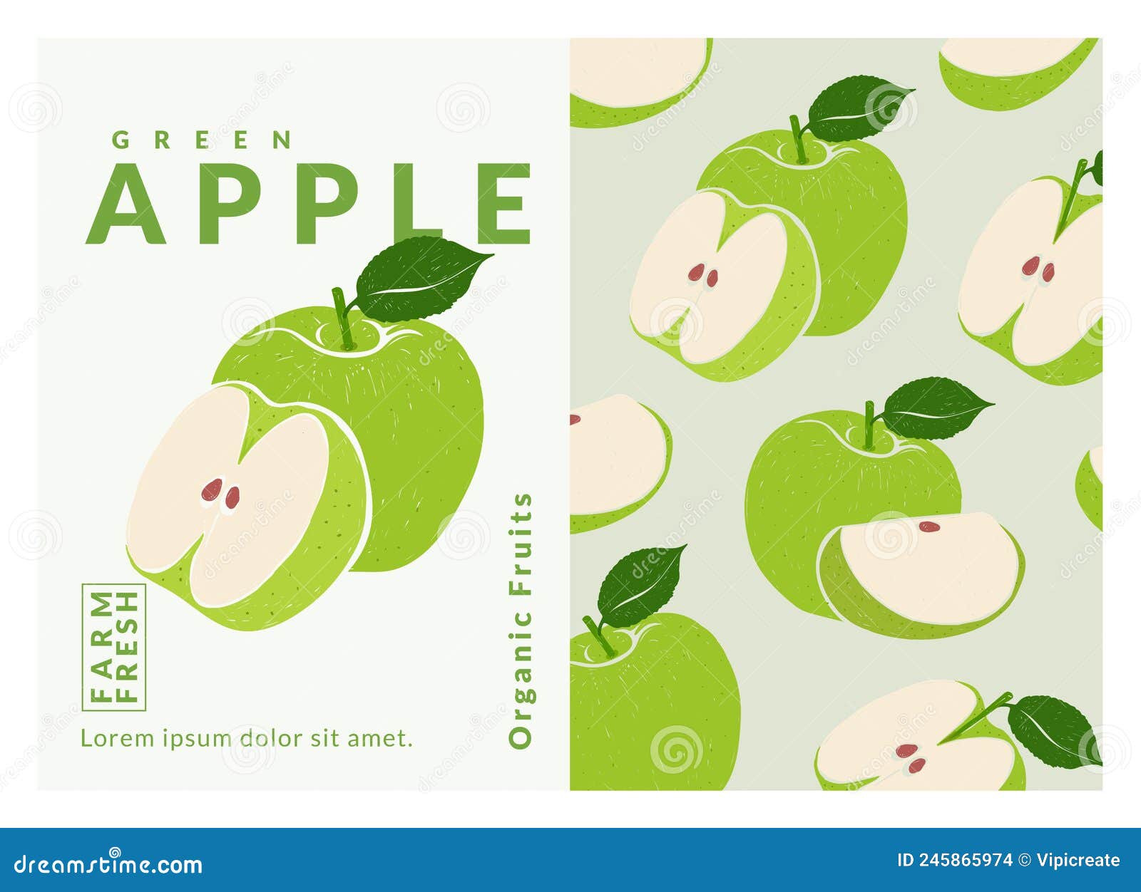 Green Apple Label Packaging Design Templates, Hand Drawn Style Vector ...