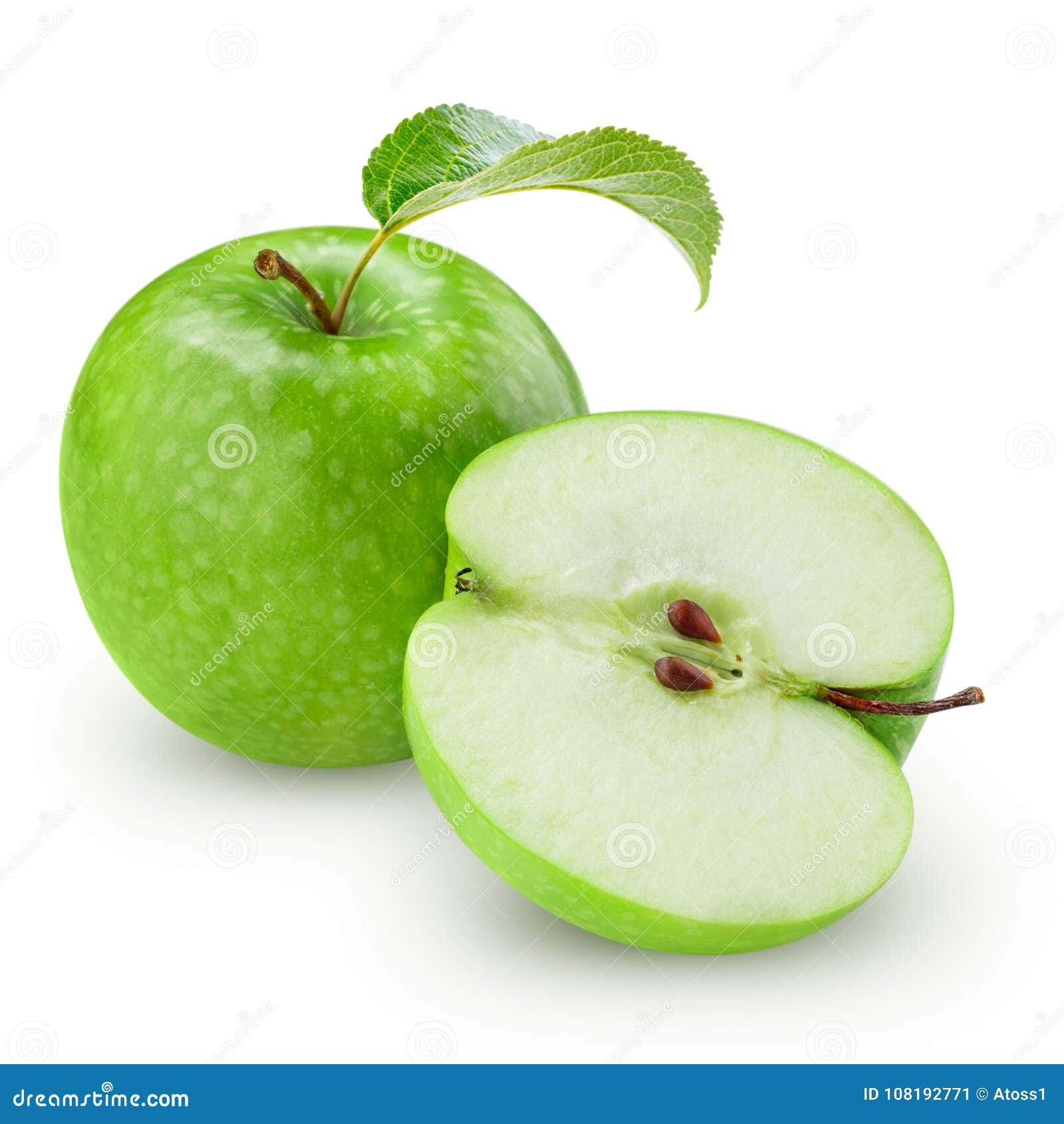 Green apple with leaf stock image. Image of leaf, natural - 108192771