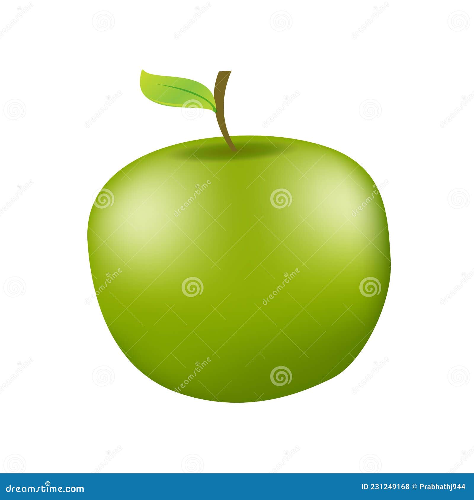Green Apple with Leaf Vector Editorial Stock Photo - Illustration of ...