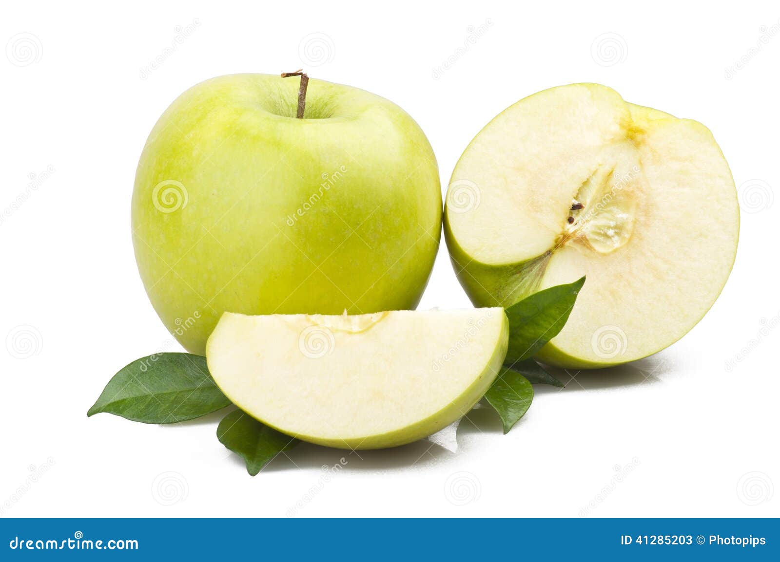 Green apple stock image. Image of organic, food, leaf - 41285203