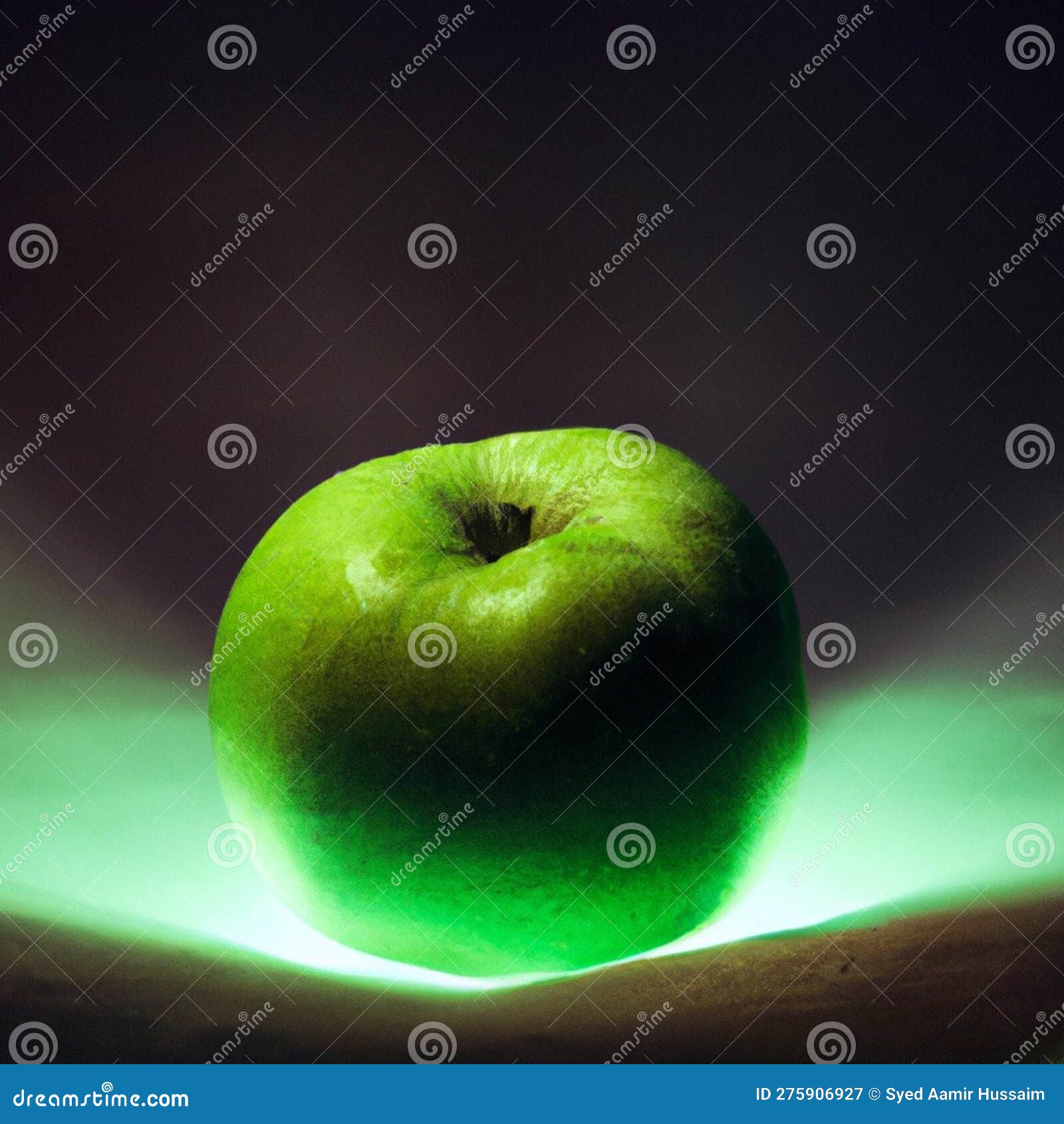 The Green Apple with Light Glow Stock Image - Image of glow, flower ...