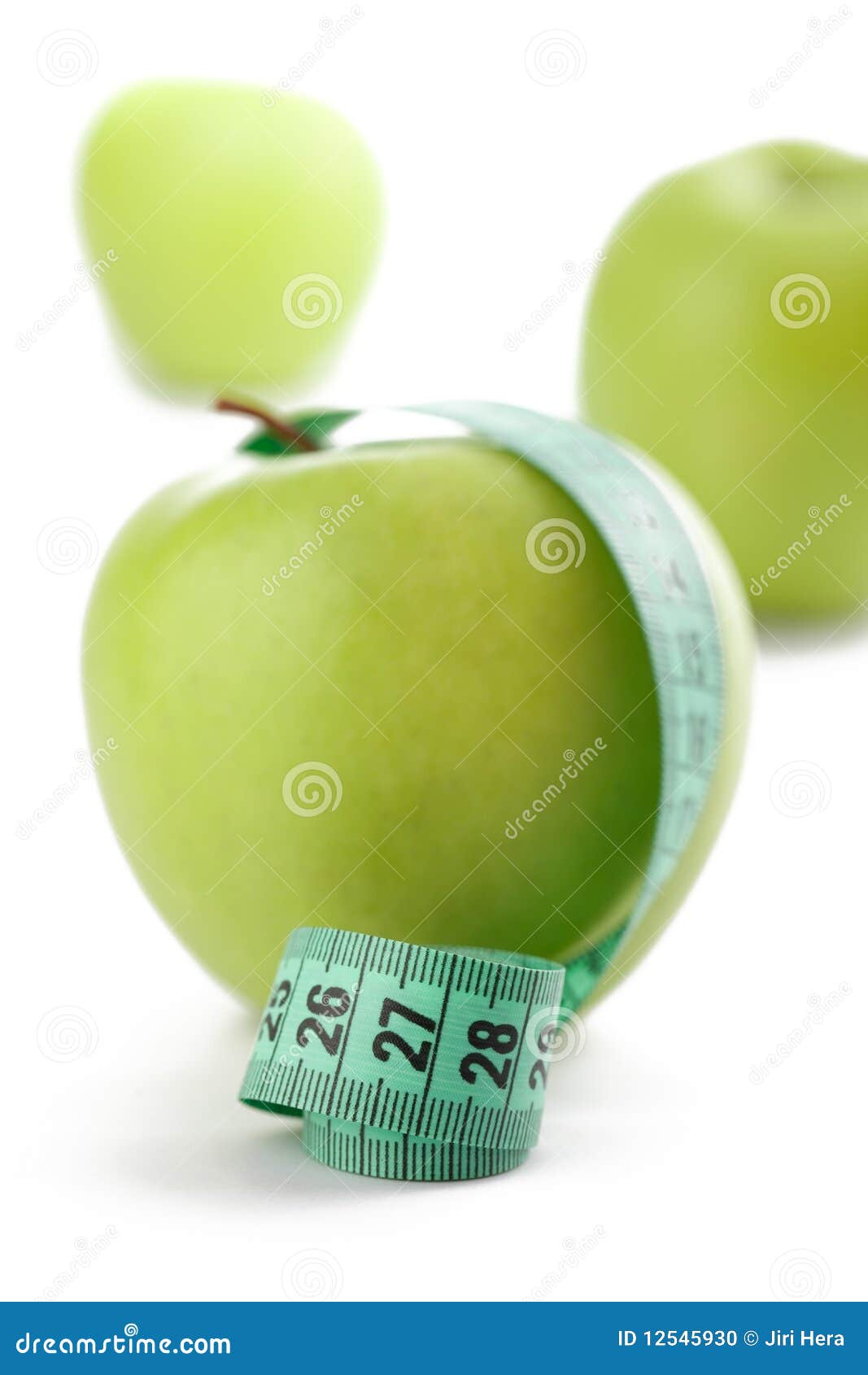 Green Apple with Measuring Tape Stock Photo - Image of healthy, ripened ...