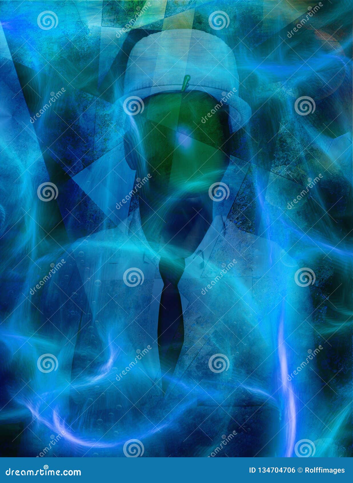 Green Apple Metaphor stock illustration. Illustration of face - 134704706