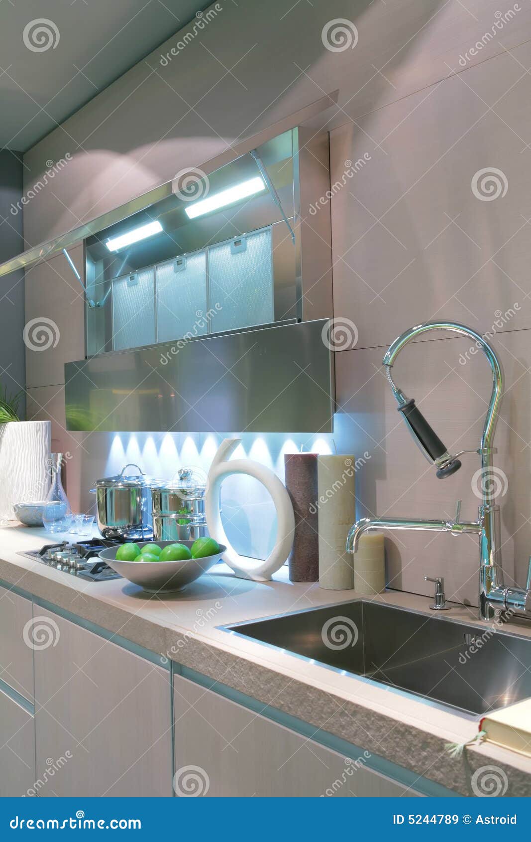 Green Apple on the Modern Kitchen Stock Image - Image of high, ceramic ...