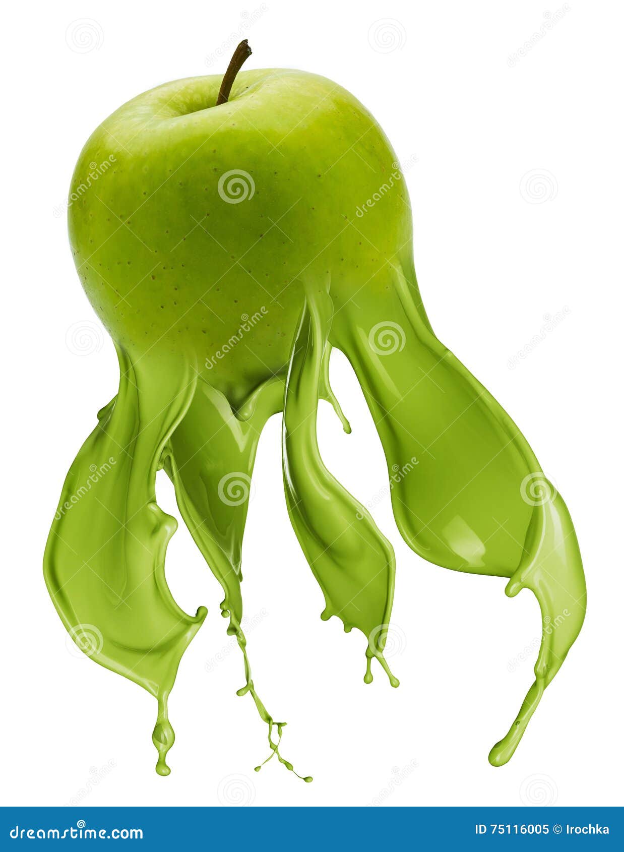 Green Apple with Paint Splash Stock Image - Image of liquid, eating ...