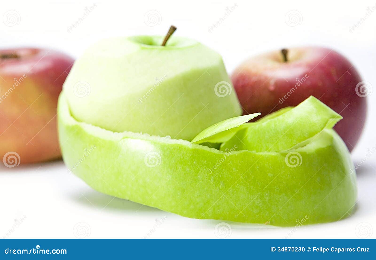 A green apple peeled stock photo. Image of green, fruit - 34870230