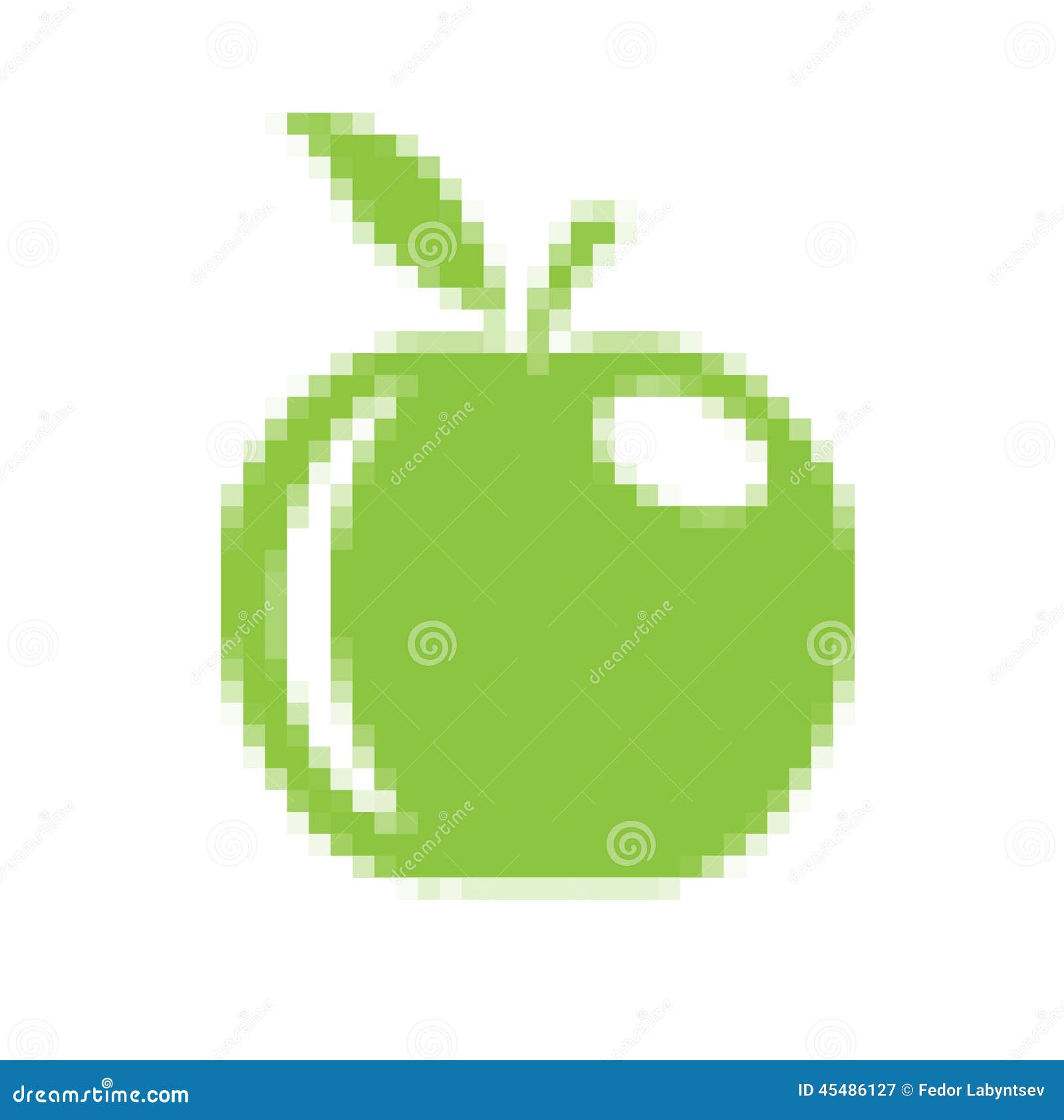 Green Apple from a Pixel Grid Stock Vector - Illustration of grid ...