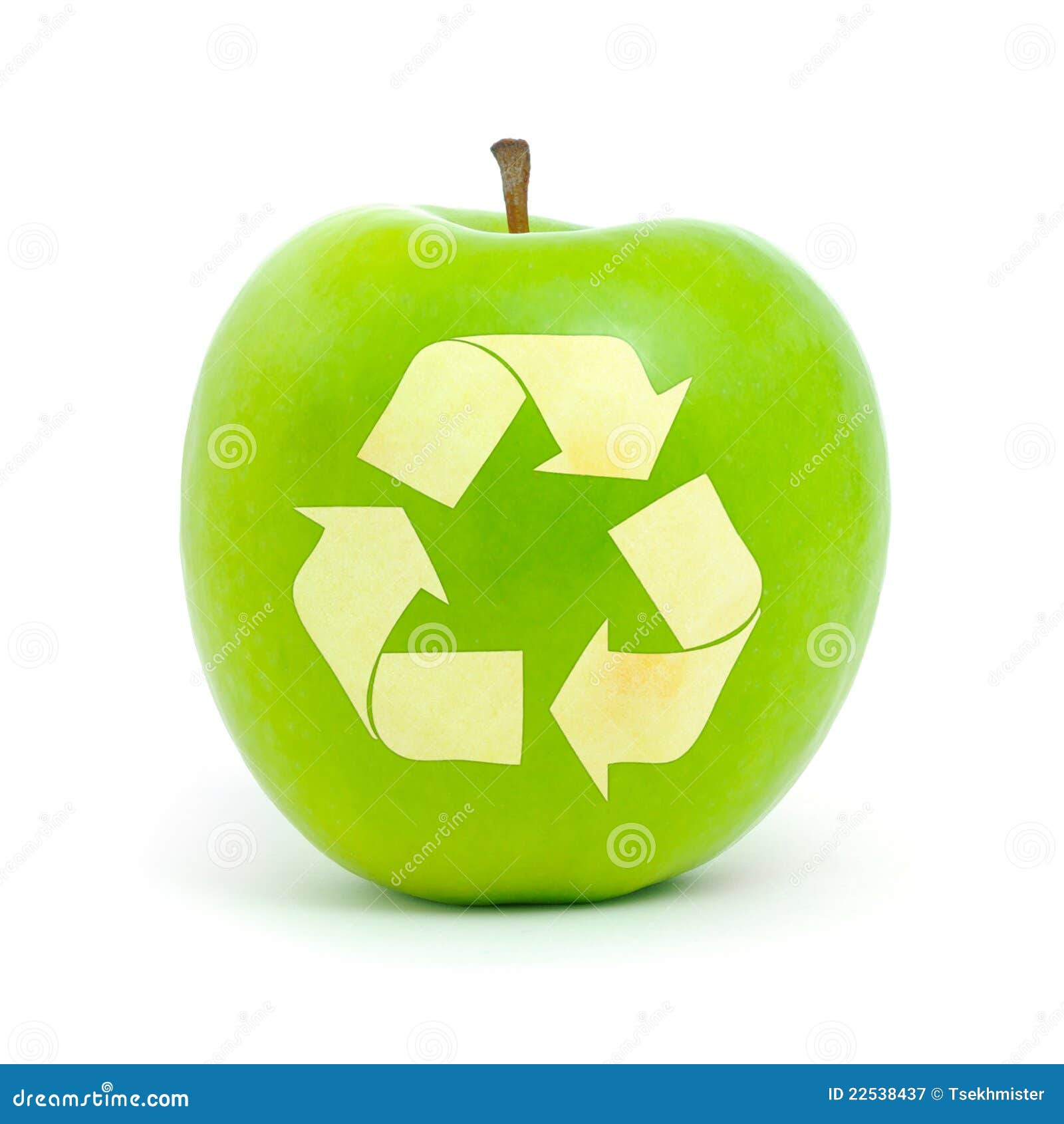 Green Apple with a Recycle Symbol Stock Image - Image of green, food ...