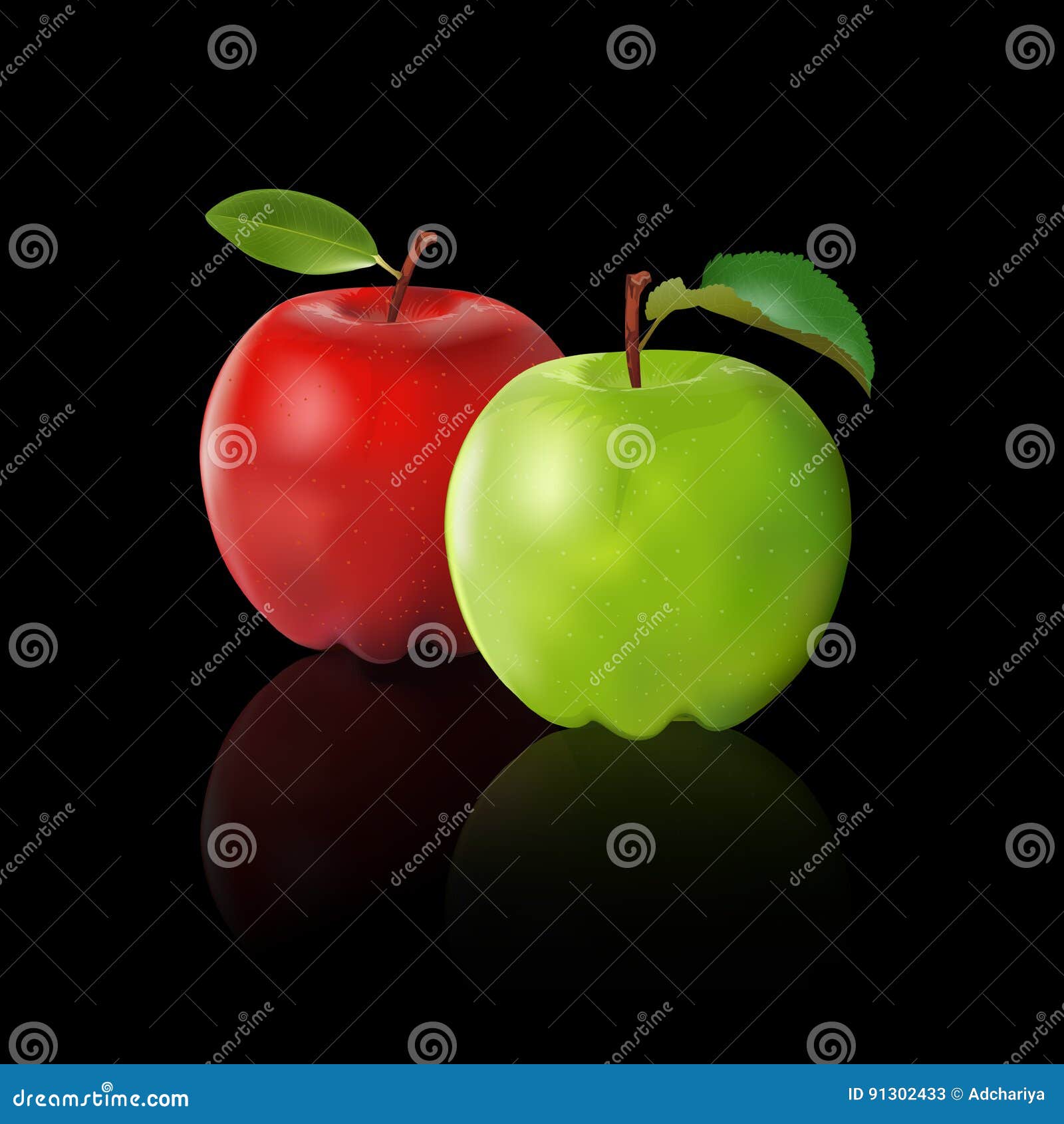 Green apple and red apple stock vector. Illustration of nutrition ...