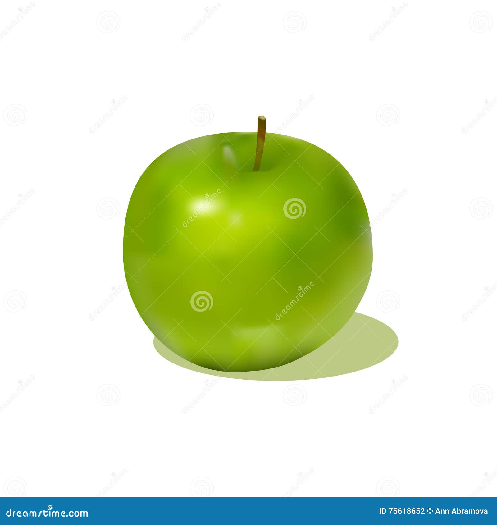 Green apple with shadow stock vector. Illustration of magnificent ...