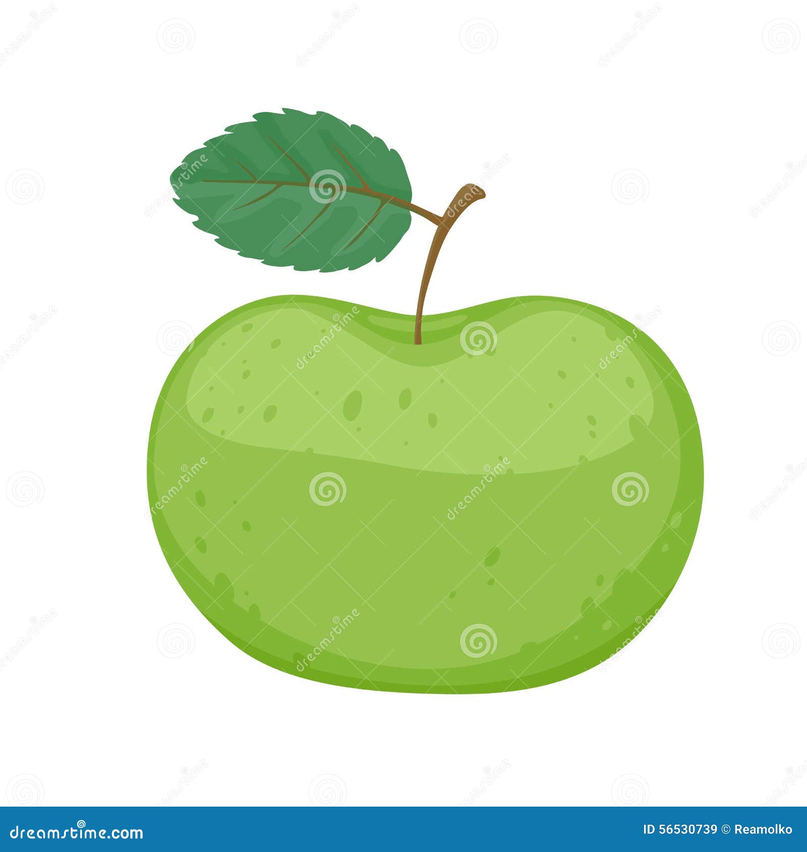 Green Apple Simple Cartoon Style Vector Stock Vector - Illustration of ...