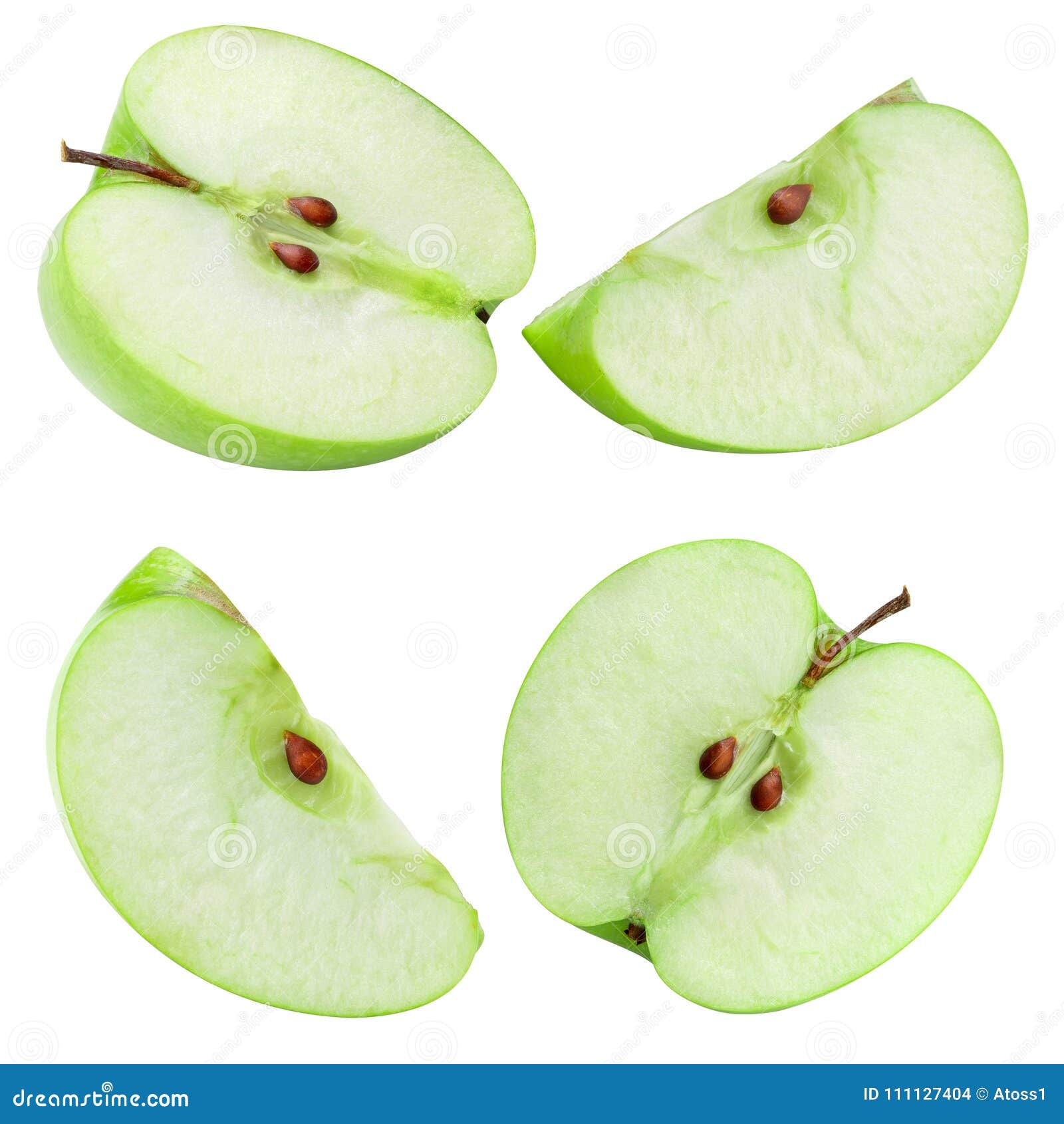 Green Apple Slice Collection Stock Photo - Image of healthy, seed ...
