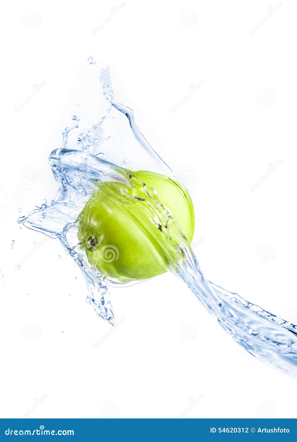 Green Apple with Water Splash, Isolated Stock Photo - Image of healthy ...