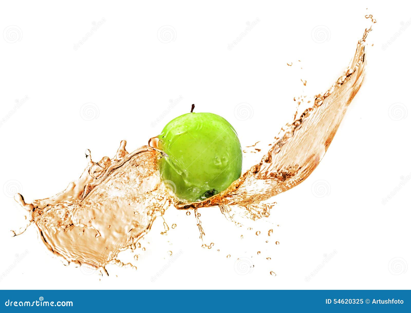 Green Apple with Water Splash, Isolated Stock Image - Image of falling ...