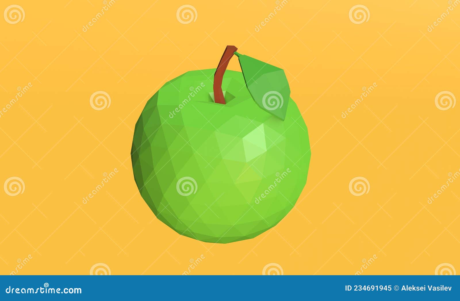 Green Apple. Stylized Low Poly 3d Illustration. Stock Illustration ...
