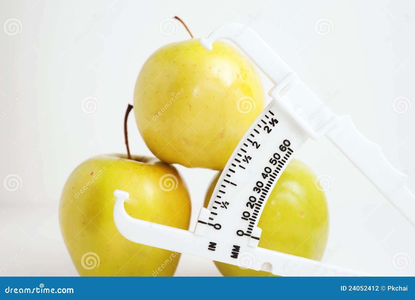 Green Apples with Body Fat Checker Stock Photo - Image of healthy ...