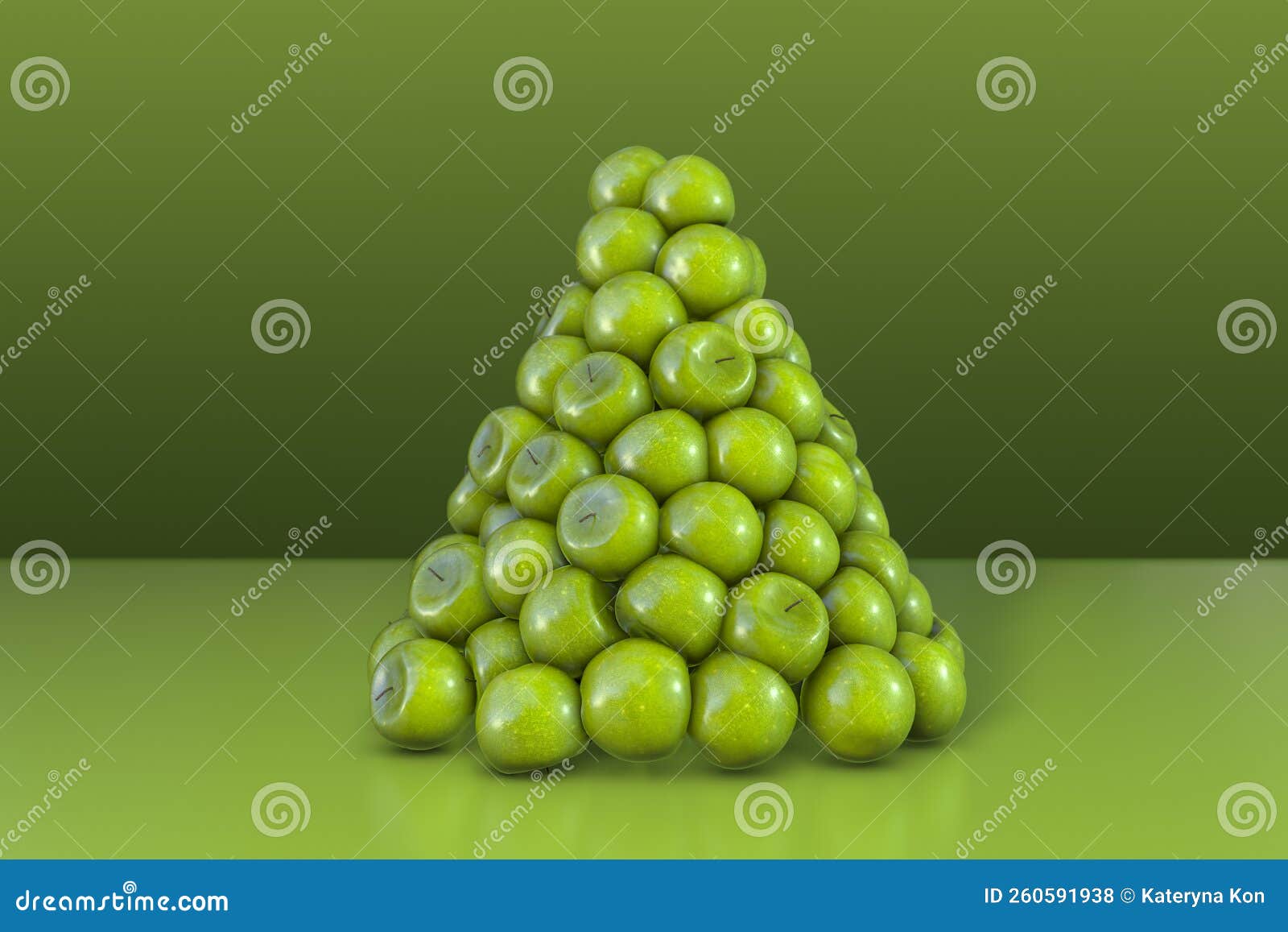 Green Apples, 3D Illustration Stock Illustration - Illustration of ...