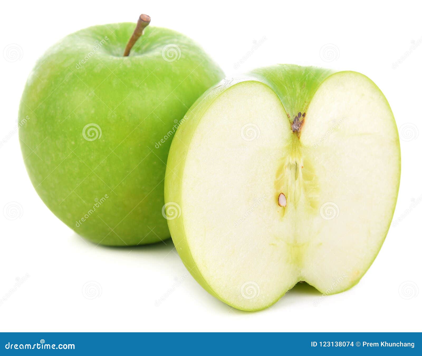 Green Apples Isolated on a White Background Stock Photo - Image of food ...
