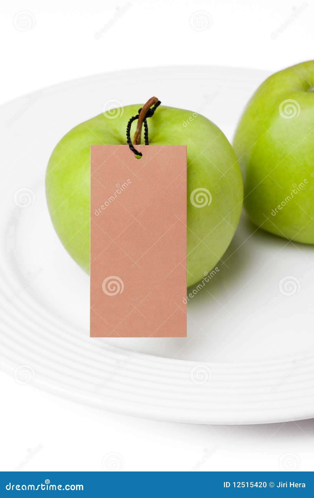 Green apples with label stock photo. Image of macro, eating - 12515420