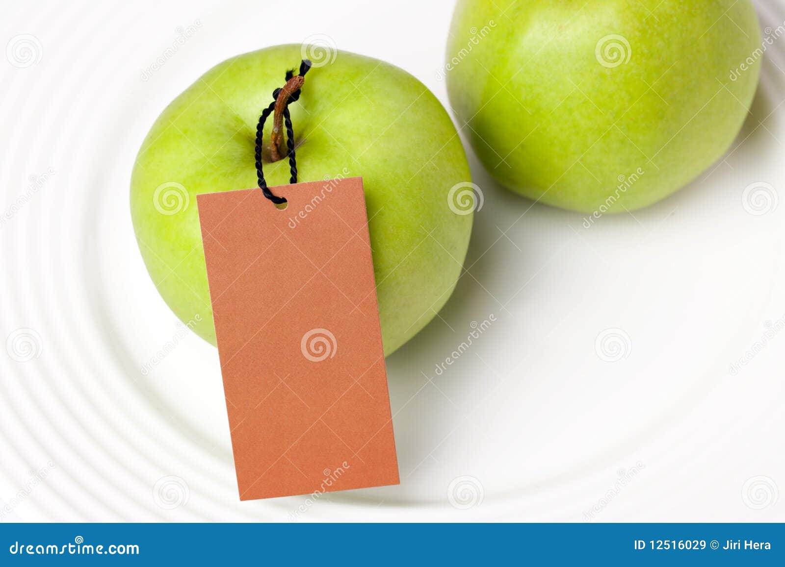 Green apples with label stock image. Image of diet, green - 12516029