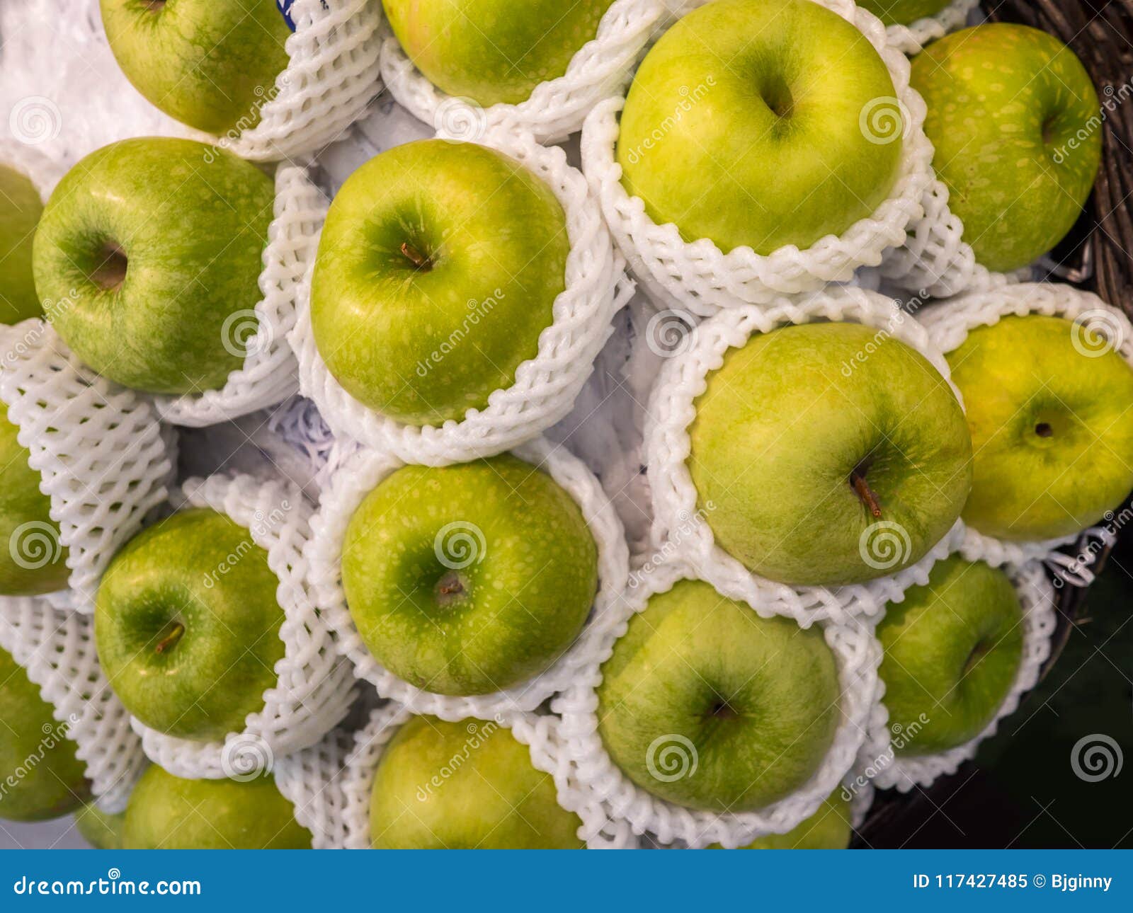Green Apples with Packing Foam Net Stock Image - Image of freshness ...