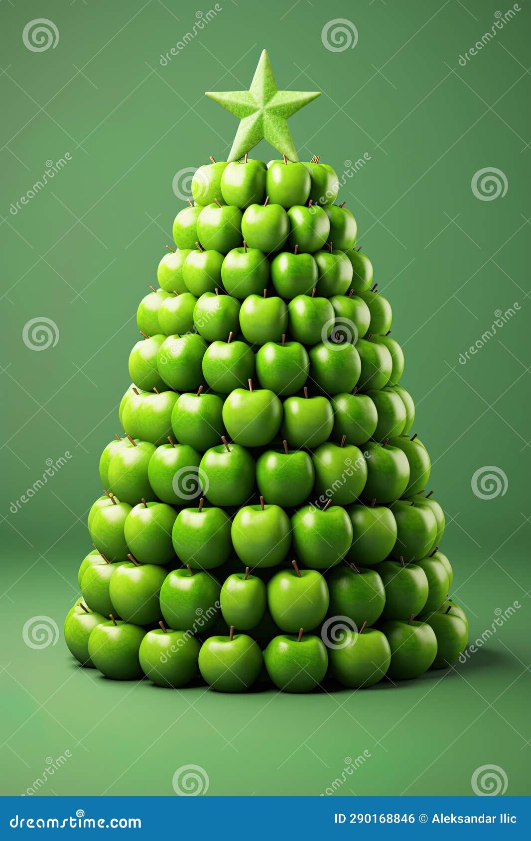 Green Apples Piled Up in a Shape of a Christmas Tree. Ai Generative ...