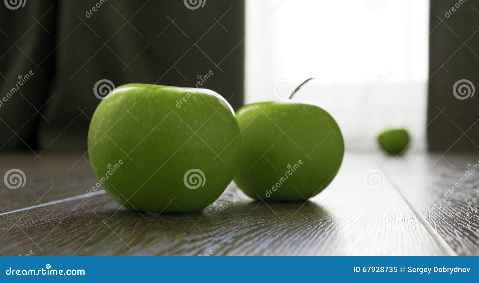 Green Apples Scattered on the Floor Stock Image - Image of shadow ...