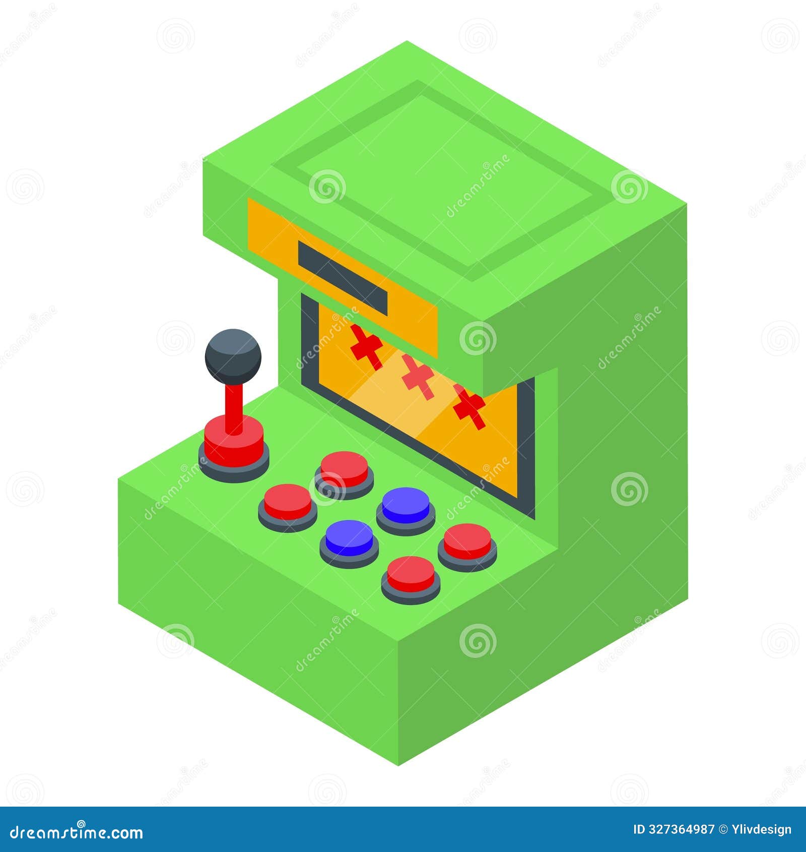 Green Arcade Game Machine Displaying Gaming Interface Cartoon Vector | CartoonDealer.com #327365077