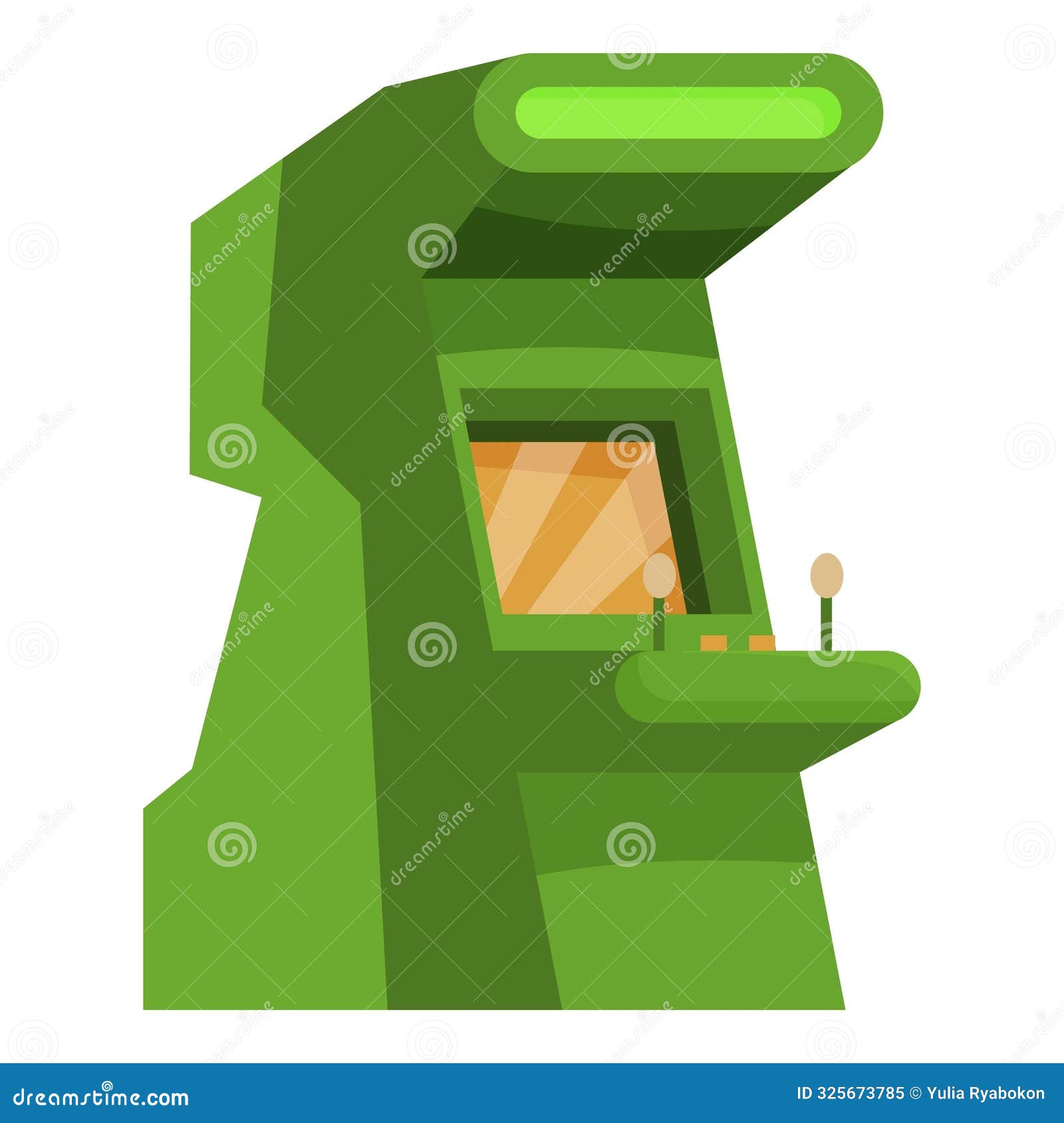 Green Arcade Game Machine Displaying Gaming Interface Cartoon Vector ...