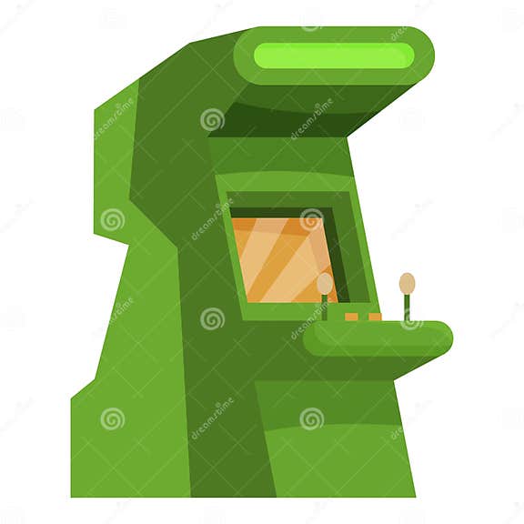 Green Arcade Game Machine Standing on White Background Stock Vector ...