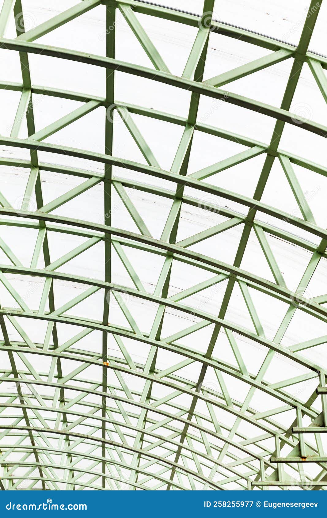 Green Arched Steel Frame and Polycarbonate Roof Stock Image - Image of ...