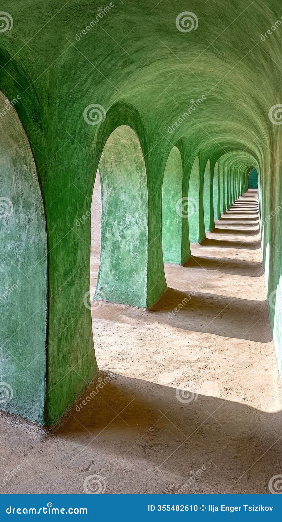 Green Arches, Light and Shadow. Architectural Detail Stock Illustration ...