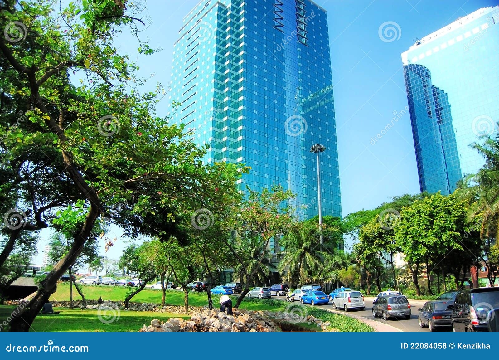 Green Area at the Center of City Stock Photo - Image of blue, center ...