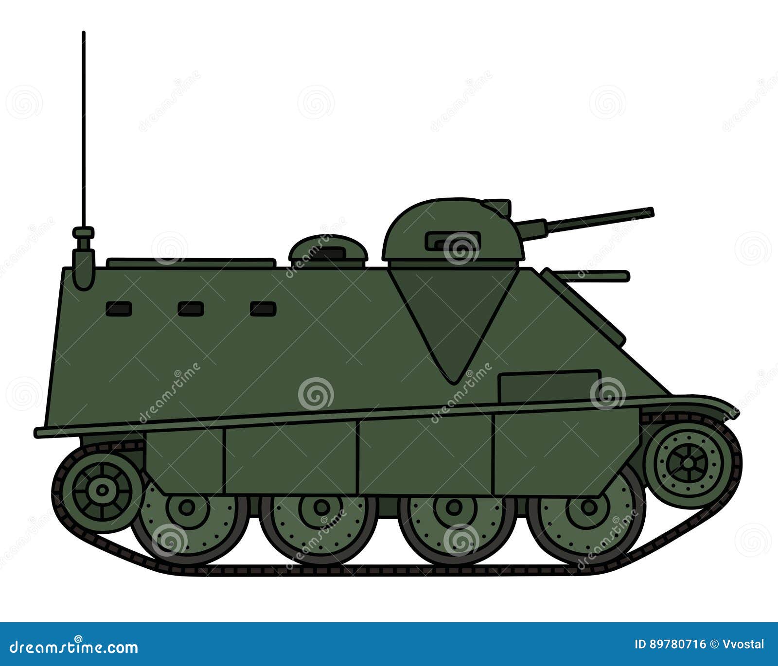 Green Tracked Vehicle Vector Illustration | CartoonDealer.com #78041770