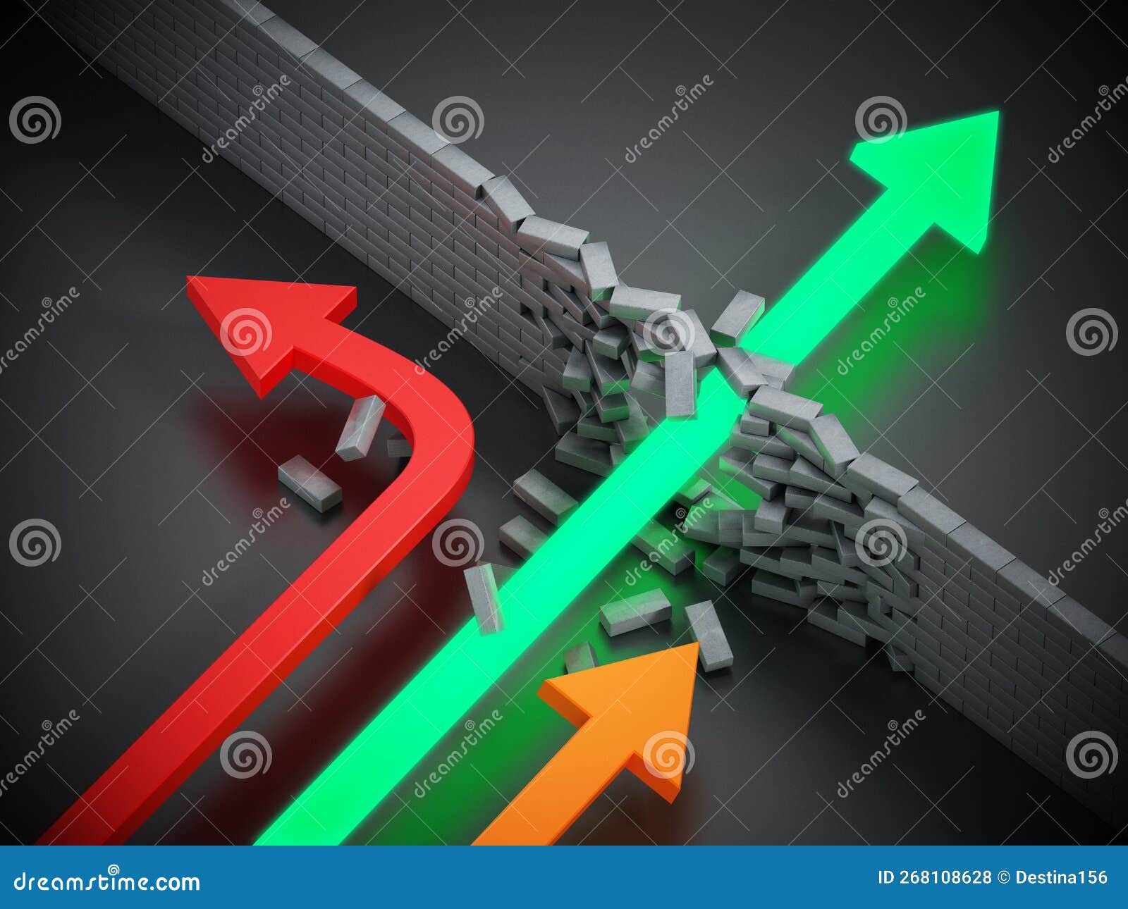 Green Arrow Breaking the Wall and Passing To the Other Side. 3D ...