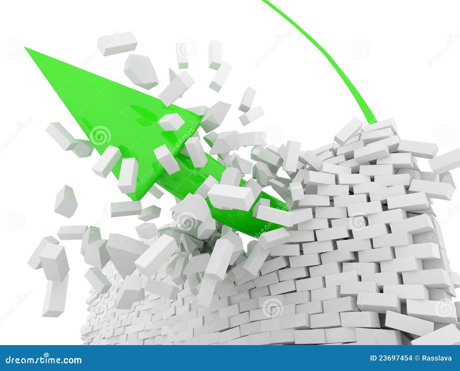 Green Arrow Breaks a Brick Wall Stock Illustration - Illustration of ...