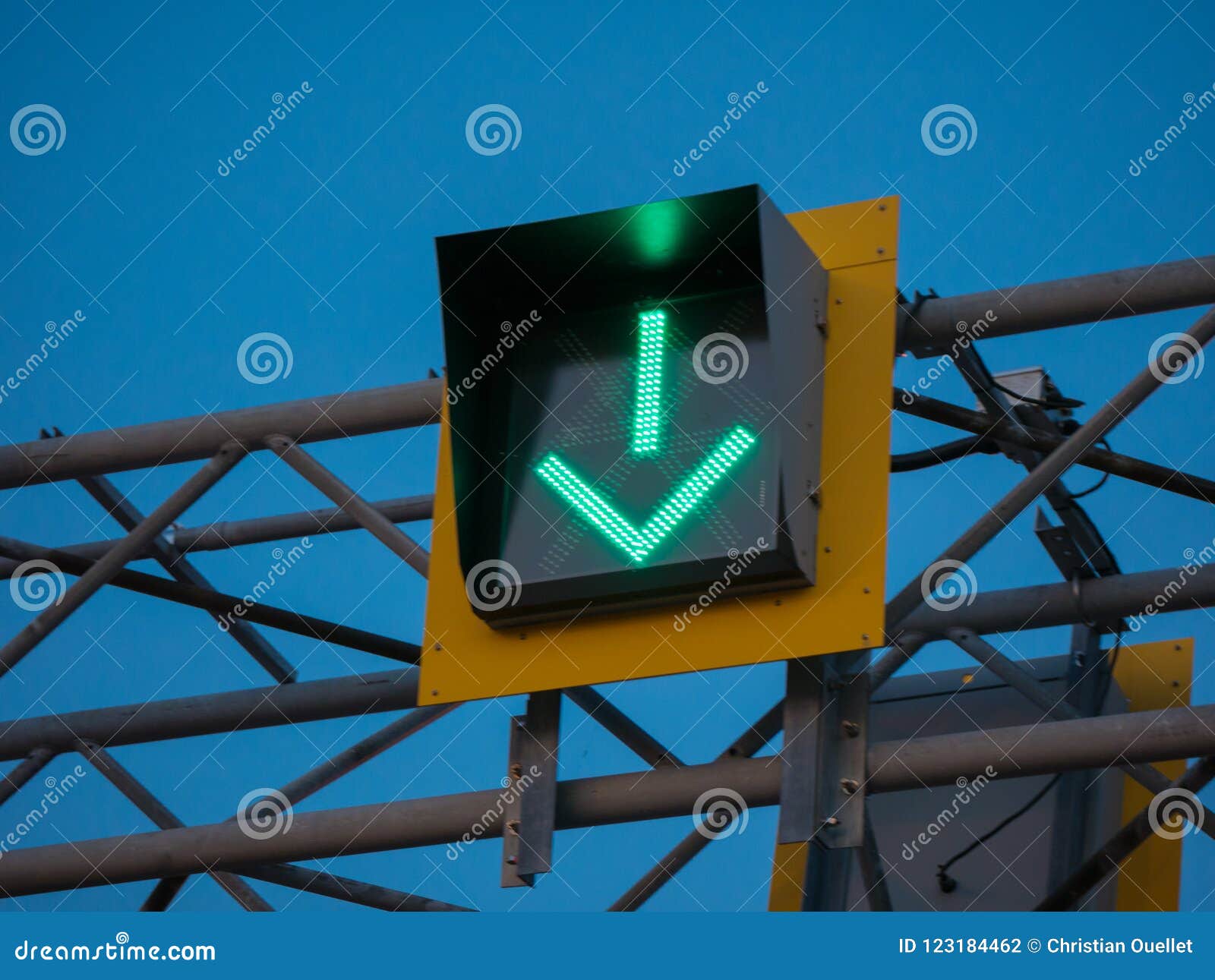 Green Arrow on a Bridge, Montreal, Canada Stock Photo - Image of ...