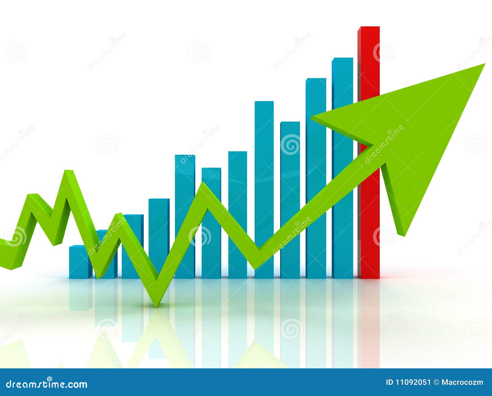 Green Arrow on Business Graph Stock Illustration - Illustration of gain ...