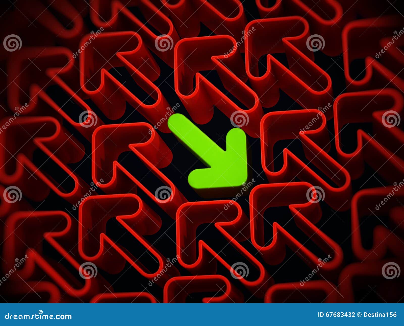 Green Arrow Going through the Opposite Direction Stock Illustration ...