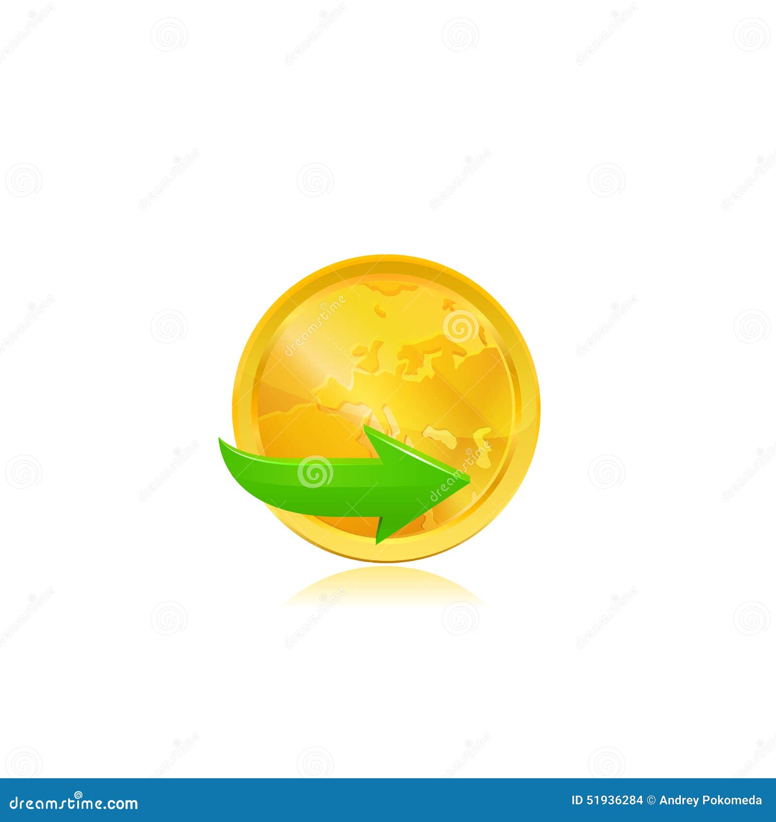 Green Arrow on Gold Coin. Vector Stock Vector - Illustration of gain ...