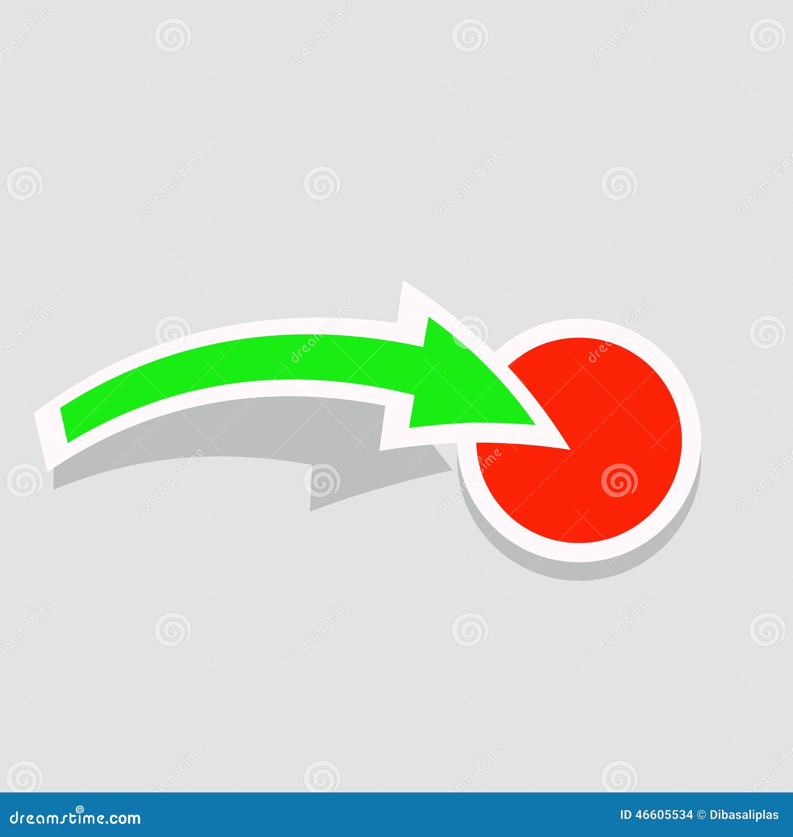 The Green Arrow Points To the Red Button. Stock Vector - Illustration ...