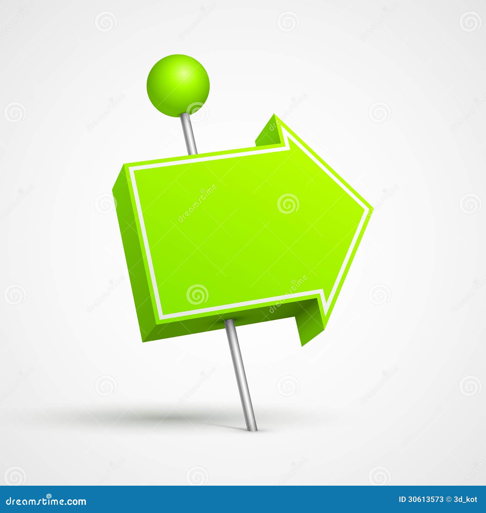 Green arrow pushpin 3D stock vector. Illustration of announcement ...