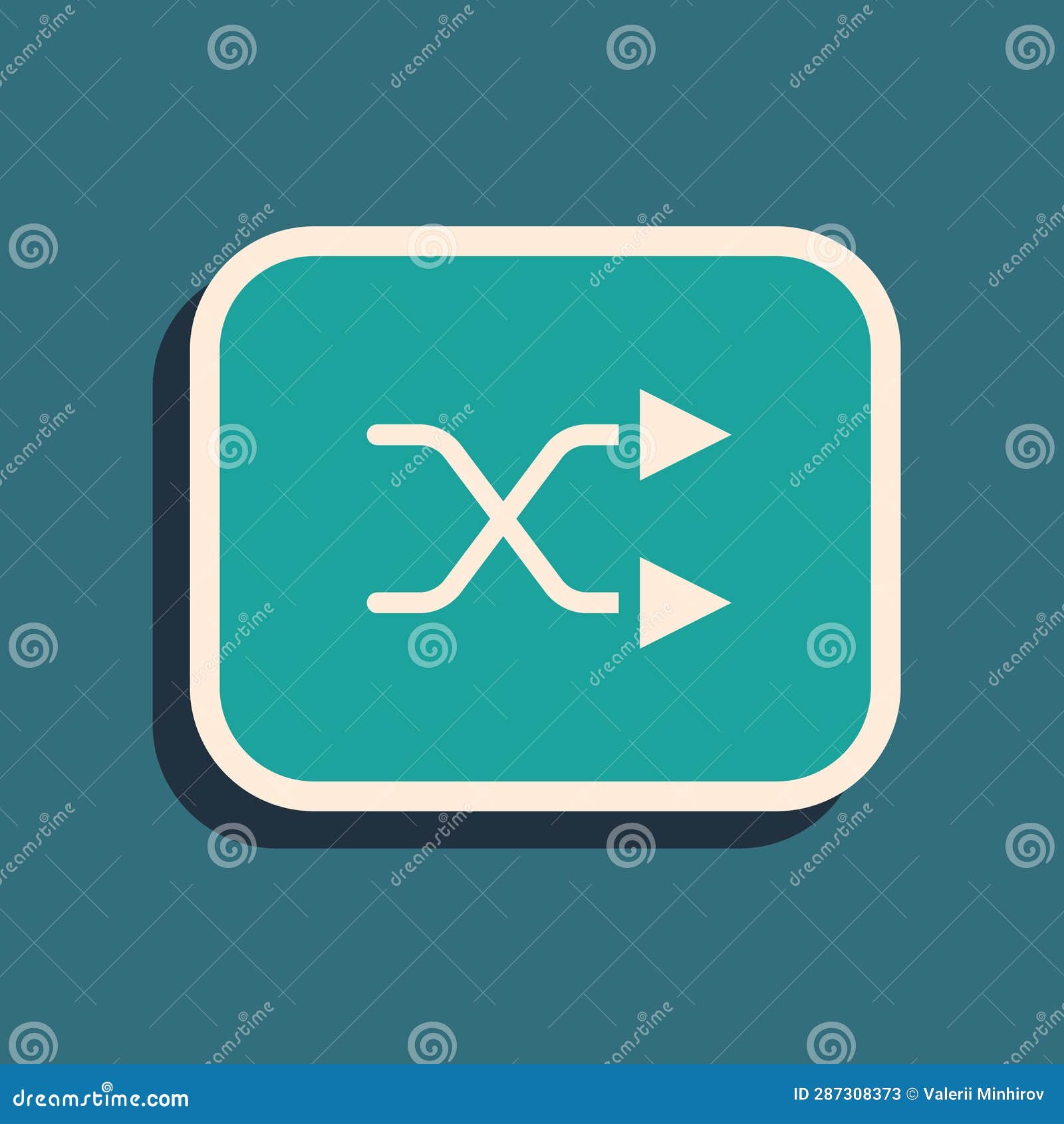 Green Arrow Shuffle Icon Isolated on Green Background. Long Shadow ...