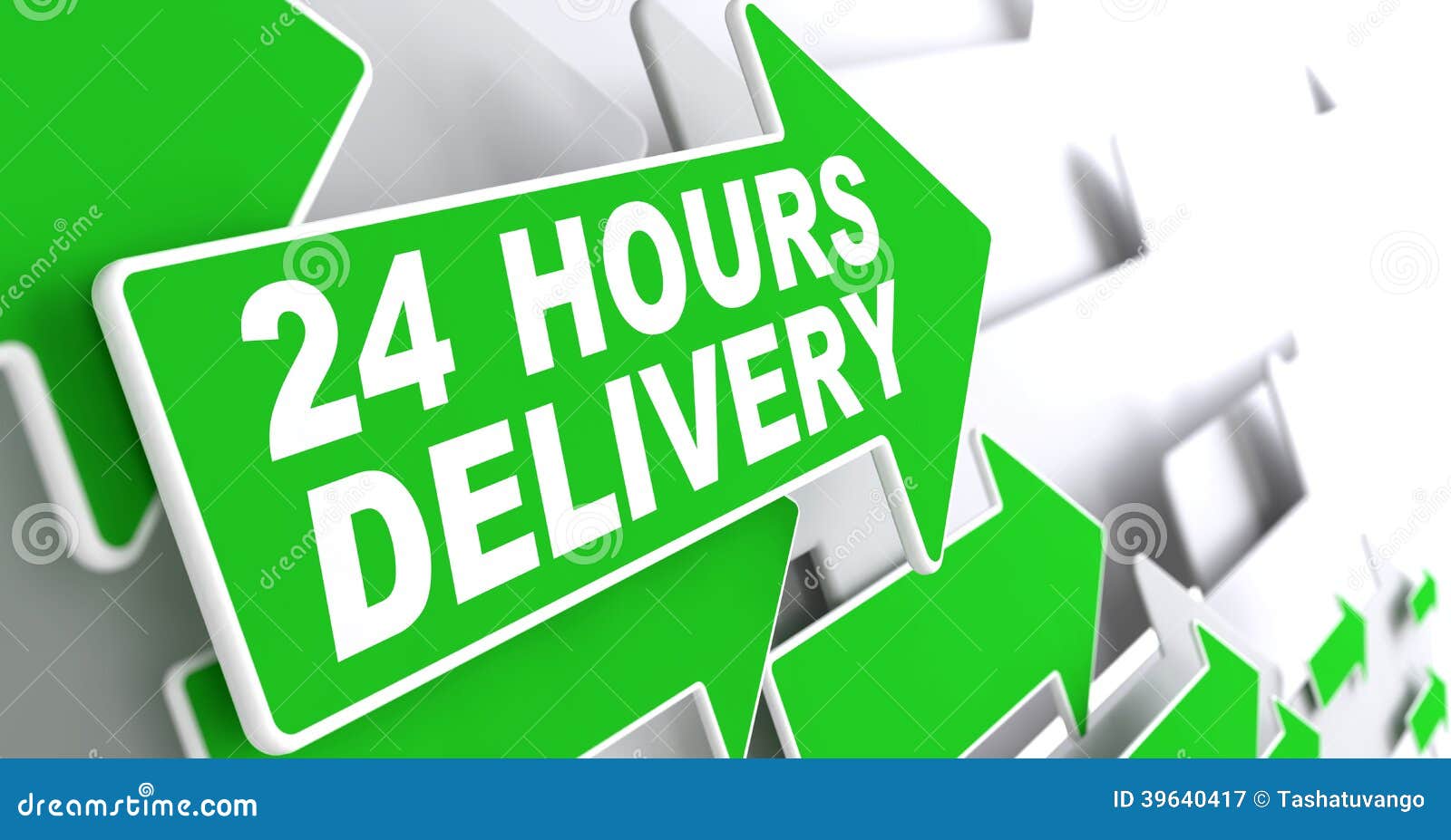 Green Arrow with Slogan - 24 Hours Delivery. Stock Illustration ...