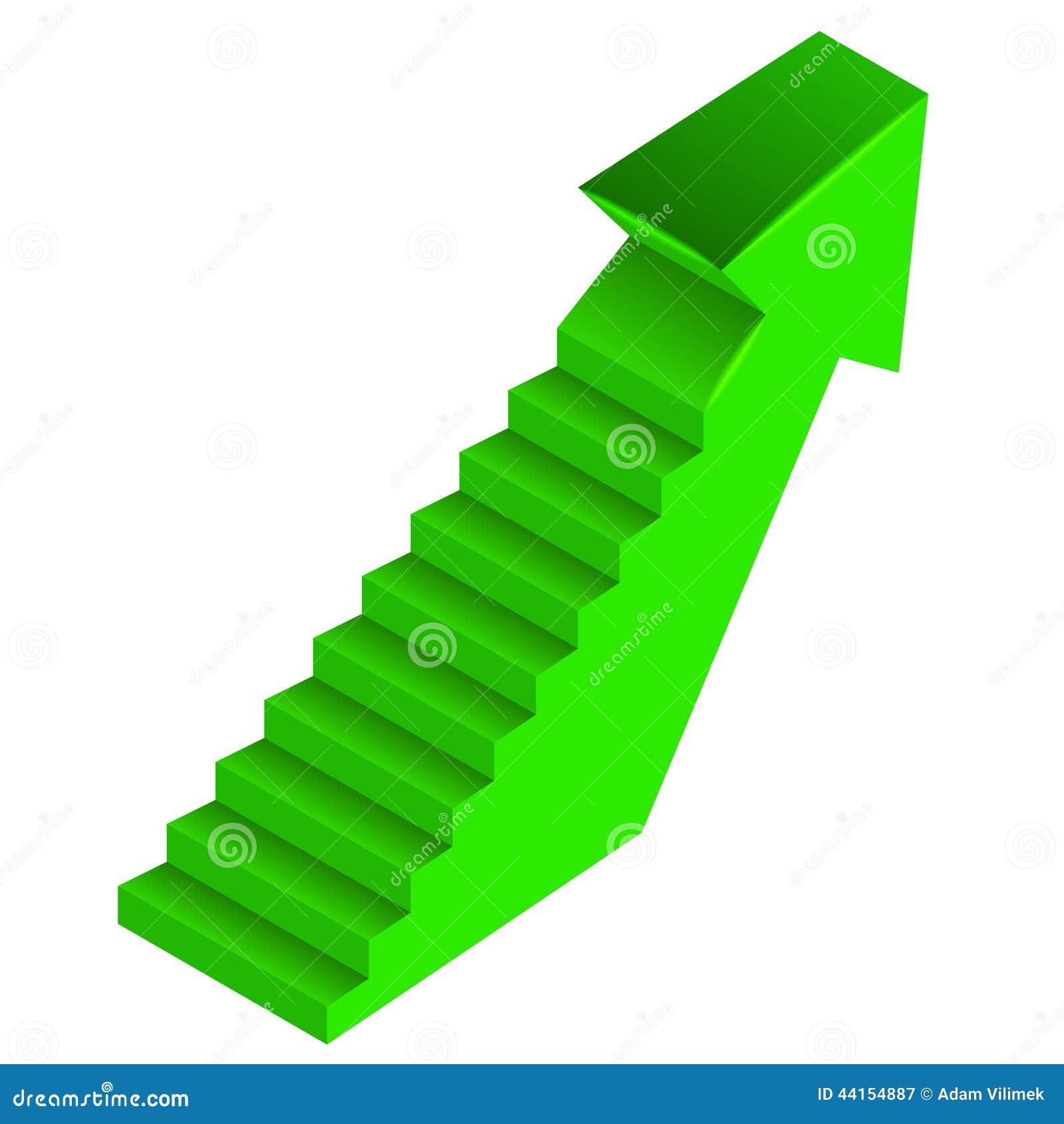 Green Arrow Up Direction with Staircase on Side Stock Vector ...