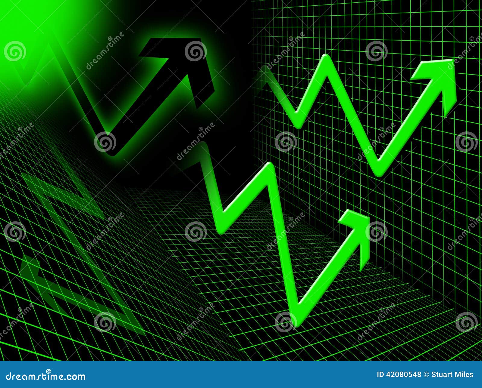 Green Arrows Background Means Up Upwards and Higher Stock Illustration ...