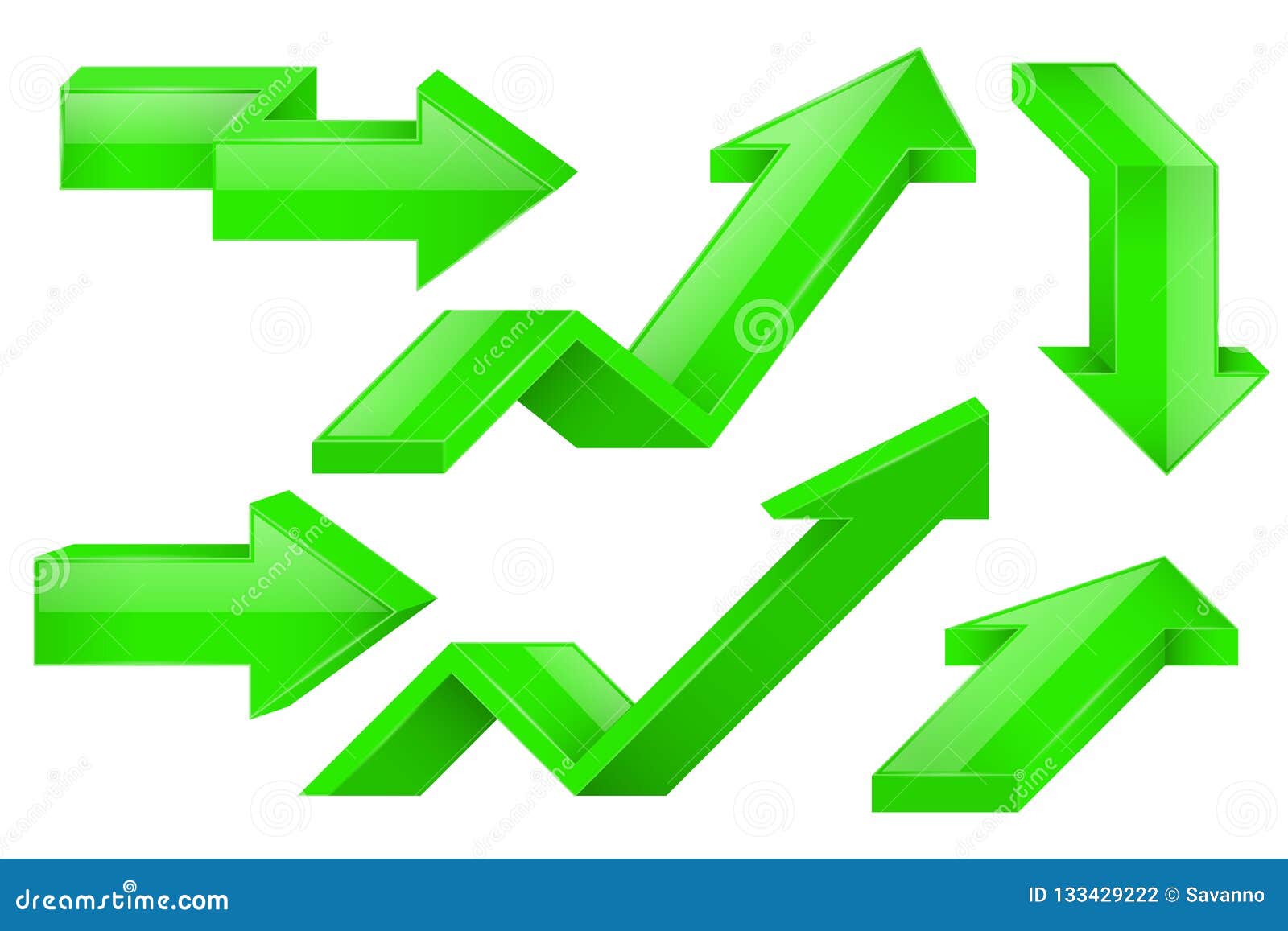 Green arrows. 3d icons set stock vector. Illustration of symbol - 133429222