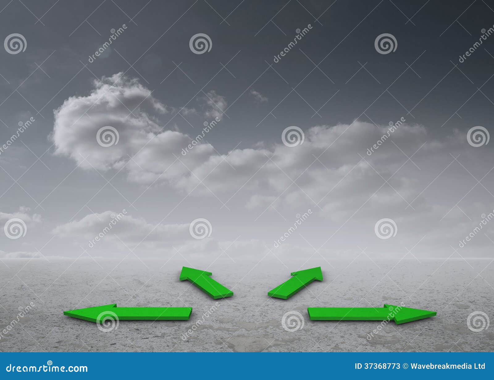Green Arrows in a Desert Landscape Stock Illustration - Illustration of ...