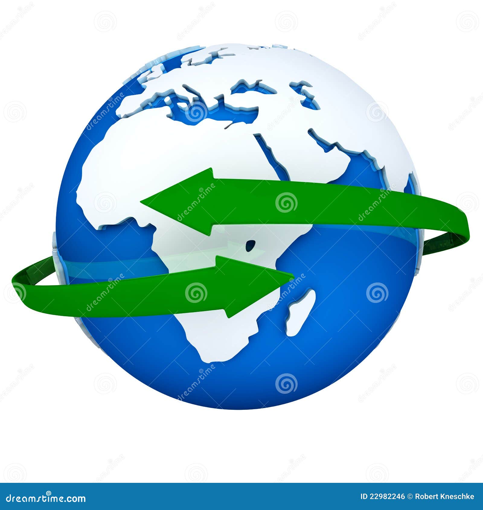 Green Arrows Turning Around Globe Stock Illustration - Illustration of ...