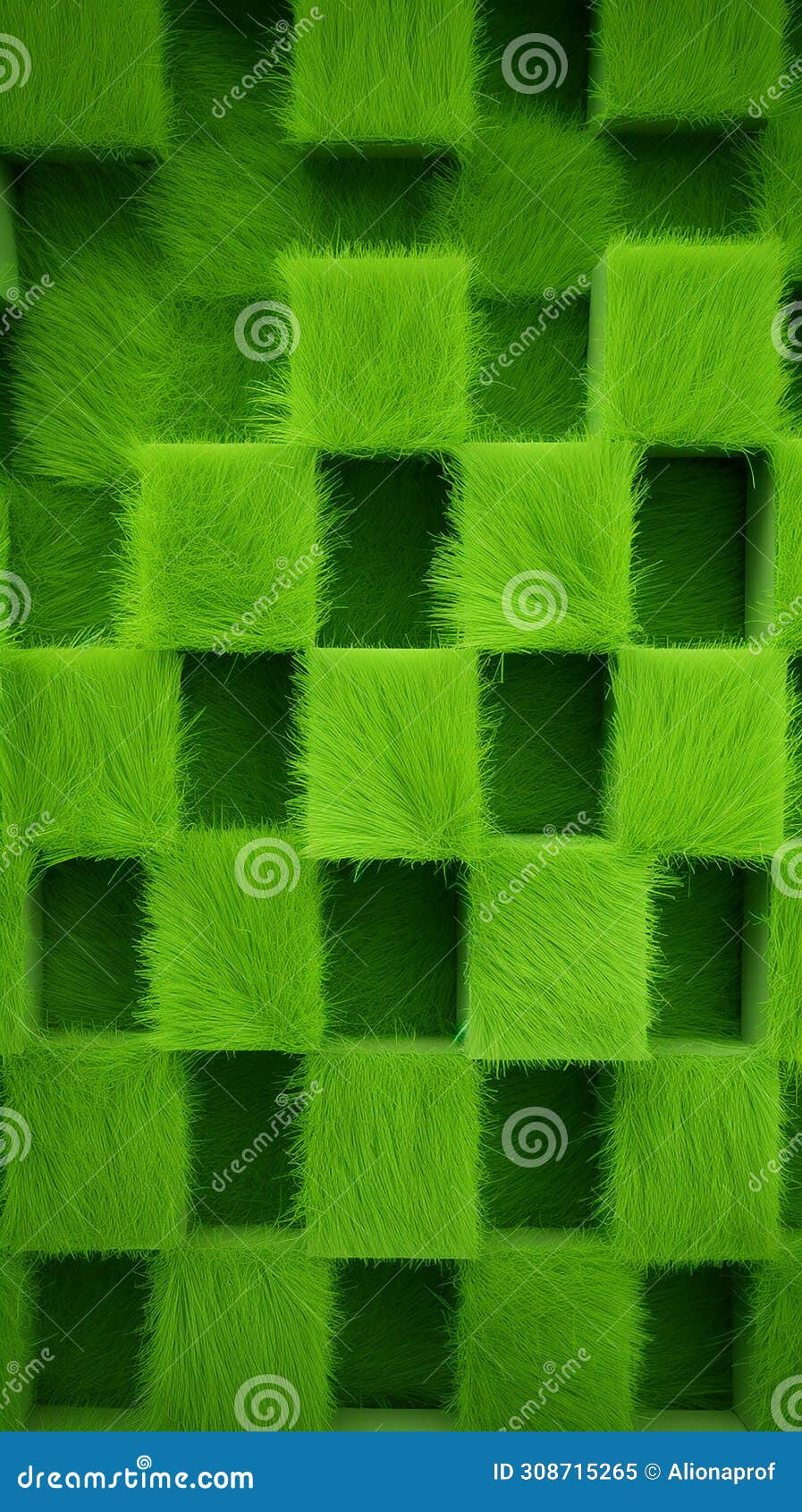 Green Artificial Grass Cubes Texture Background, Close-up, Top View ...